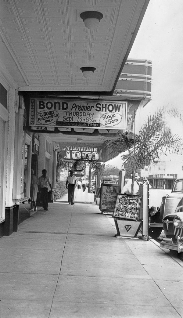 Florida Memory • Marquee advertisement for a bond show at the Victoria ...