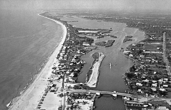 Florida Memory • Aerial view of Casey Key showing bridge over the ...