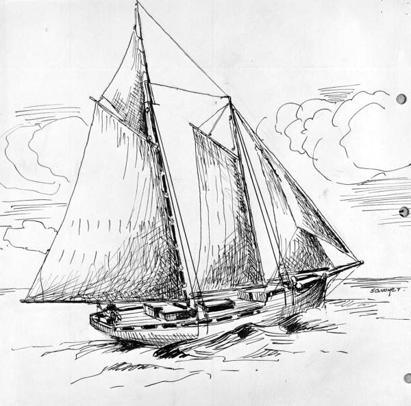 Florida Memory • "Hero", an old snapper boat drawn by Philip Ayers Sawyer