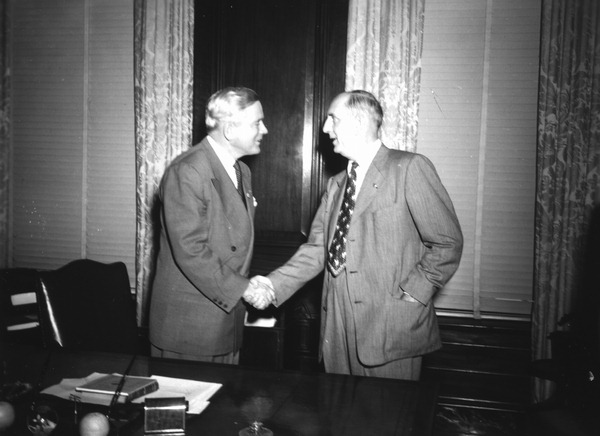 Florida Memory • Governor Fuller Warren shaking hands with Senator ...