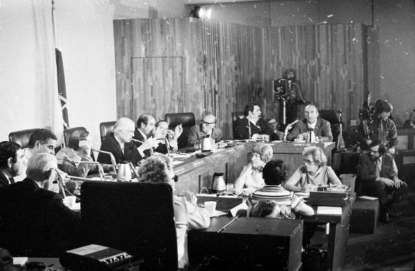 Florida Memory • Mayor Chuck Hall sitting with council members during ...