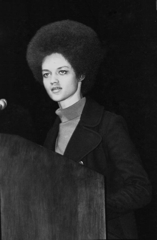 Florida Memory • Kathleen Cleaver delivering a speech in Ruby Diamond ...
