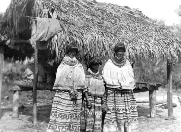 Florida Memory • Seminole Indian women wearing traditional dresses ...