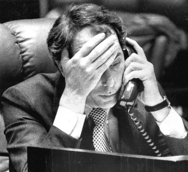 Florida Memory • Senator Pat Neal receiving news on his phone in the ...