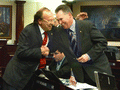 Florida Memory • Representative Irving Slosberg (left) shaking hands ...