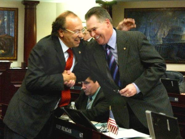 Florida Memory • Representative Irving Slosberg (left) shaking hands ...