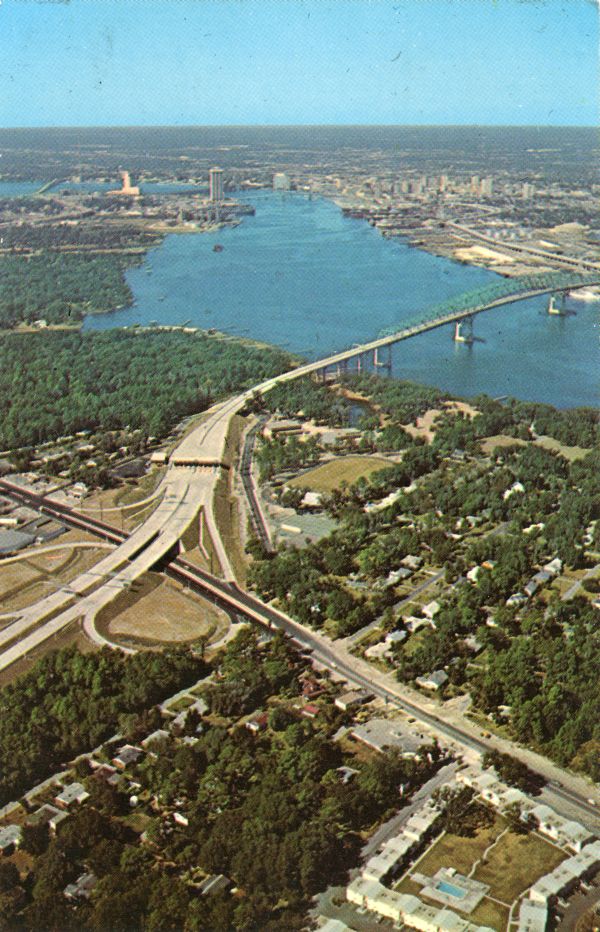 Florida Memory • Aerial view of the Isaiah D. Hart Bridge in Jacksonville.
