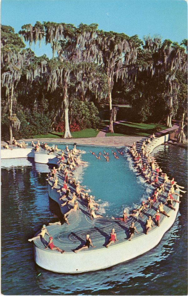 Florida Memory • Florida-shaped swimming pool at Cypress Gardens in ...