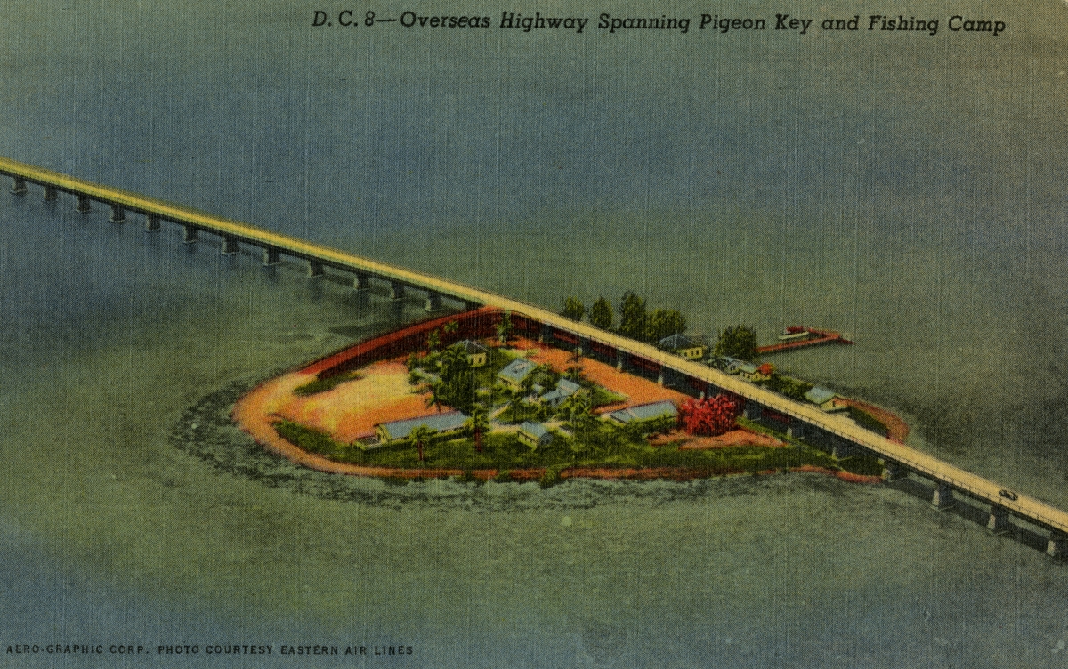 Florida Memory • Overseas Highway Spanning Pigeon Key and Fishing Camp.