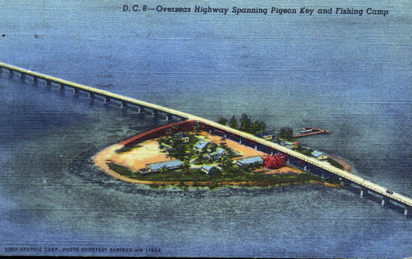Florida Memory • Overseas Highway spanning Pigeon Key and fishing camp.