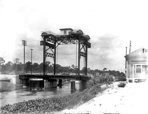 Florida Memory • Vertical lift railroad bridge across an Everglades ...