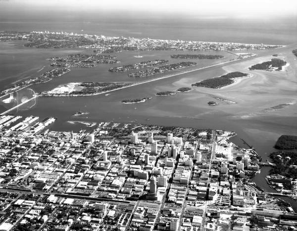 Florida Memory • Aerial view overlooking a section of Miami - Dade ...
