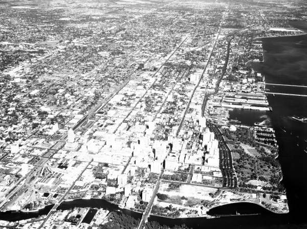Florida Memory • Aerial view overlooking the city of Miami - Dade ...