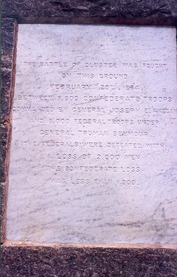 Florida Memory • Close-up view of monument at the Olustee Battlefield ...