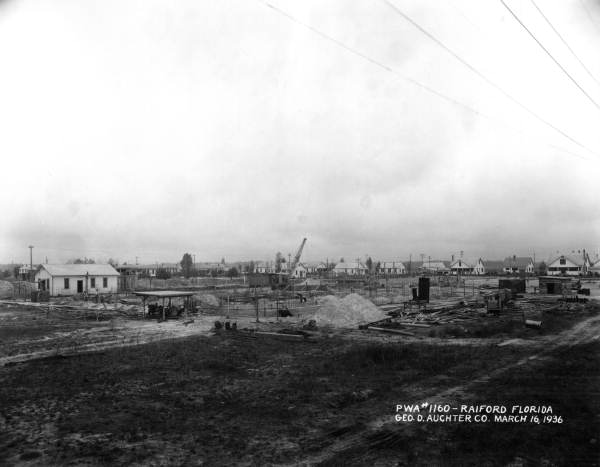 Florida Memory • View overlooking site showing construction of ...
