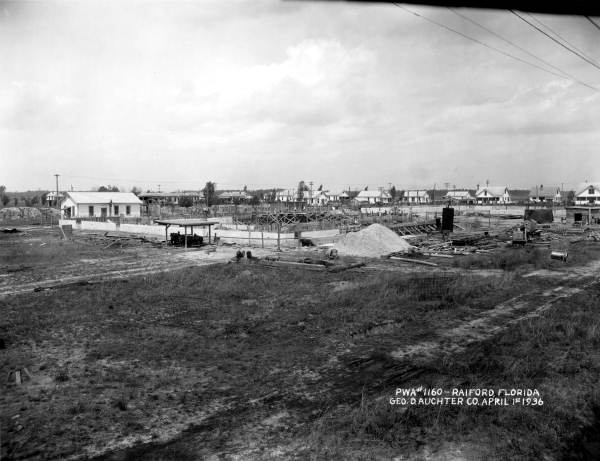 Florida Memory • View of foundation construction at site for the ...
