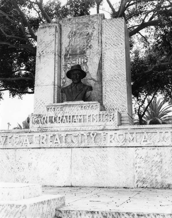 Florida Memory • Carl Graham Fisher memorial in Miami Beach, Florida.