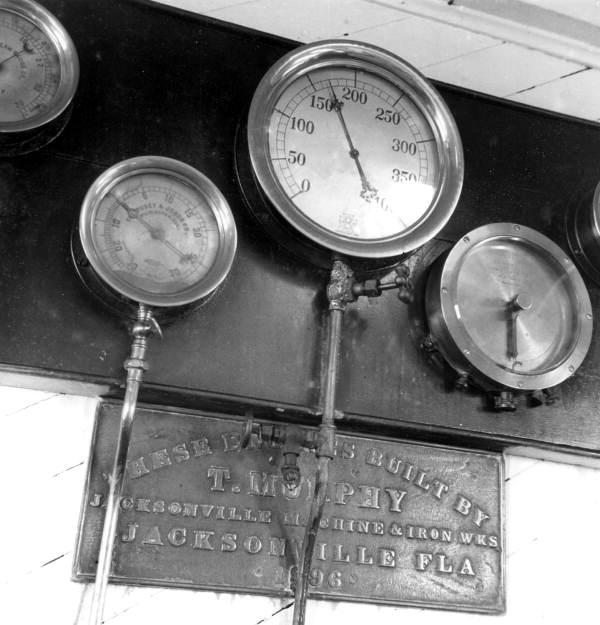 Florida Memory • The engine steam gauges of the steamboat "Three ...
