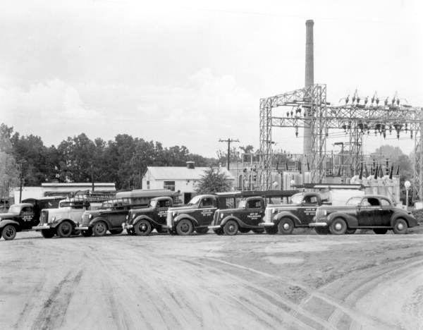 Florida Memory • Power plant and utility trucks - Tallahassee, Florida.