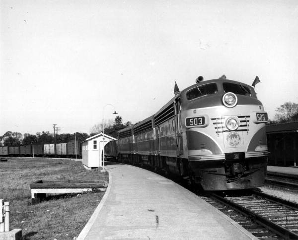 Florida Memory • Florida East Coast Railway diesel engine #503 pulling ...