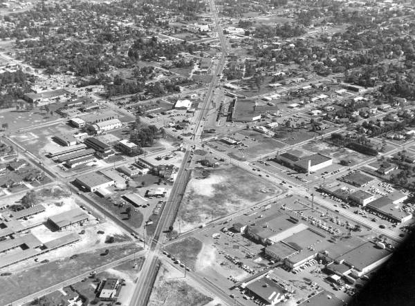 Florida Memory • Aerial view of the city at the intersection of ...