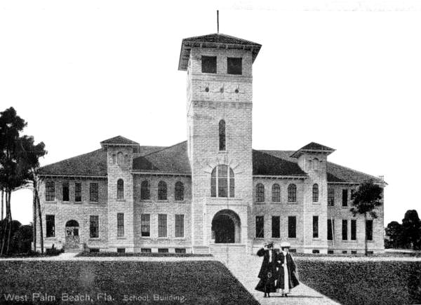 Florida Memory • Front view of a new school building - West Palm Beach ...