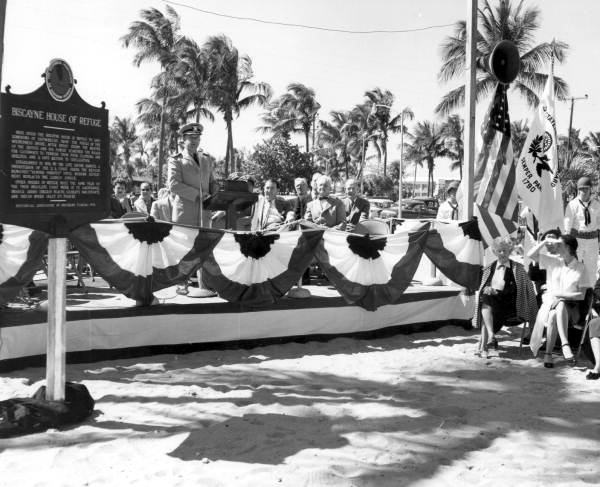 Florida Memory • Dedication of Biscayne House marker - Miami Beach ...