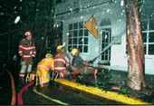 Florida Memory • Key West Fire Department firefighters applying fire ...