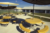 Florida Memory • Close-up view of picnic tables at an unidentified ...